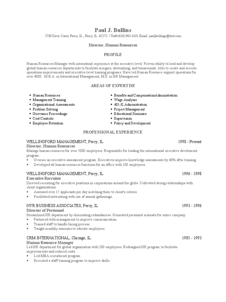 HR Resume Sample | PDF | Human Resource Management | Human Resources