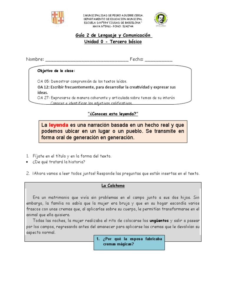 Leyenda de la Calchona para Niños | PDF