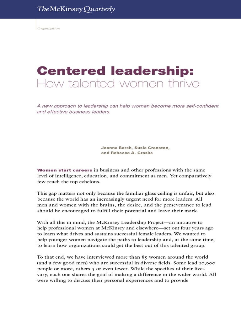 Centered Leadership How Talented Women Thrive | PDF | Optimism | Leadership