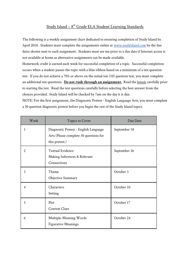 Study Island - 8 Grade ELA Student Learning Standards | PDF | Verb ...