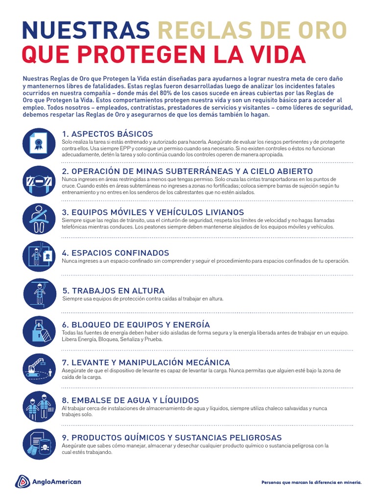 Reglas de Oro Anglo American | PDF | Vida | Agua