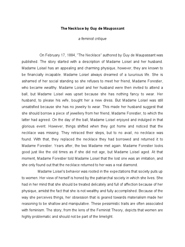 The Necklace by Guy de Maupassant | PDF