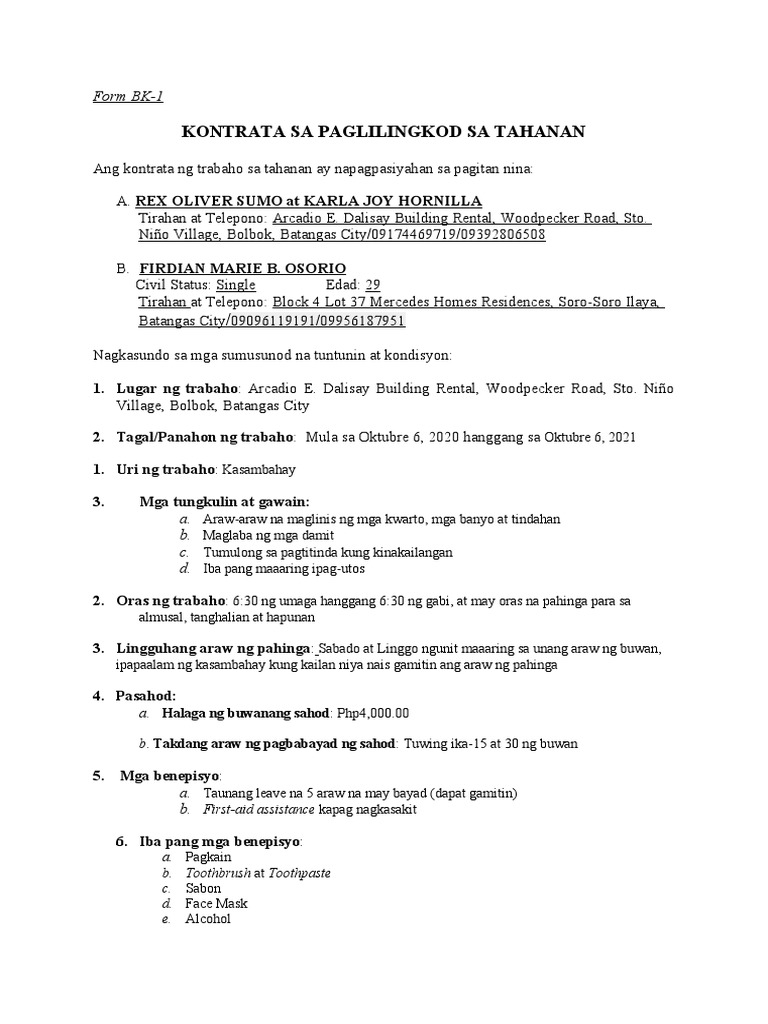 Forms - Batas Kasambahay | PDF