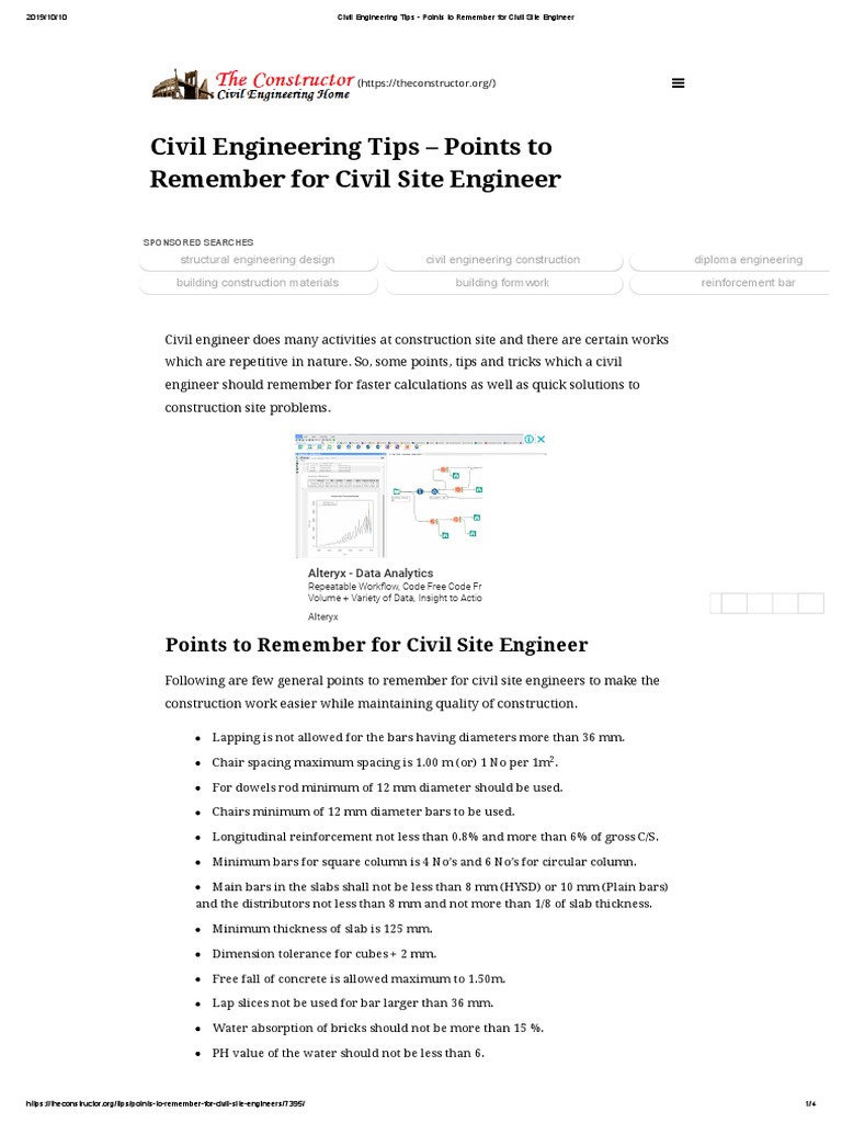 Civil Engineering Tips - Points To Remember For Civil Site Engineer ...