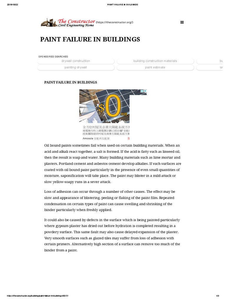 Paint Failure in Buildings | PDF | Paint | Plaster