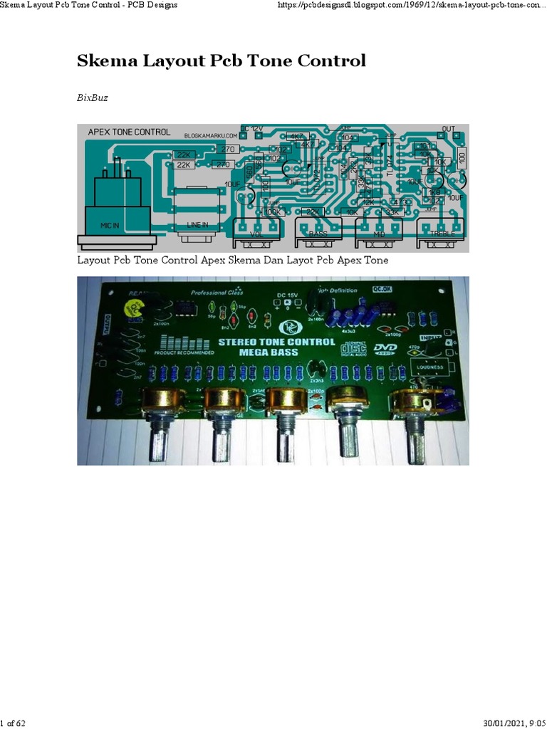 Tone Control PCB Layout Schematics | PDF | Printed Circuit Board ...
