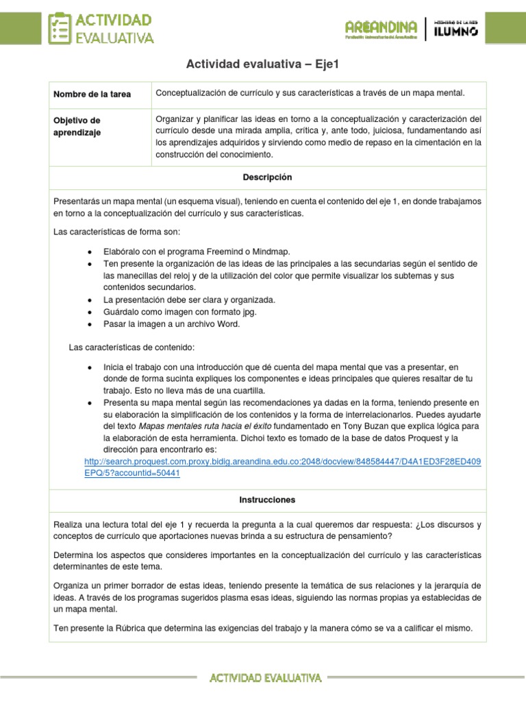 Tarea Eje 1 Mapa - Mental | PDF | Plan de estudios | Mapa