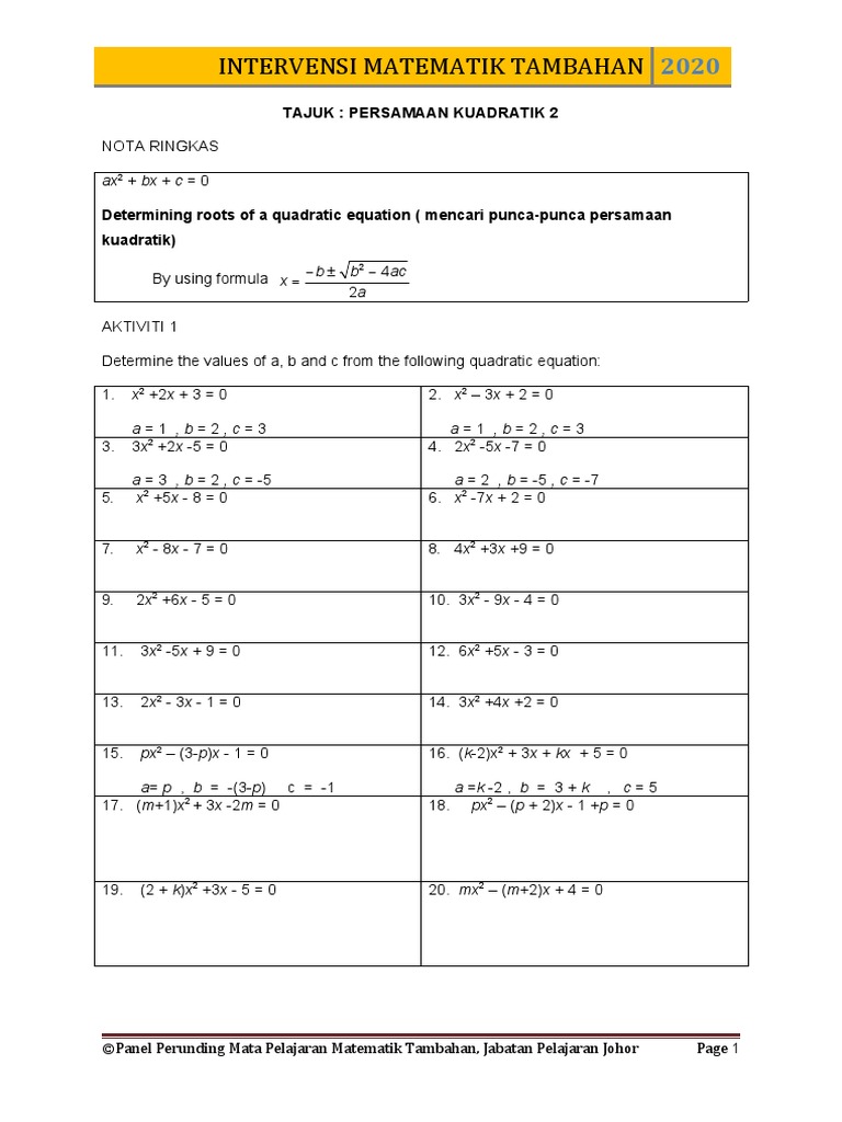 Modul 4 - Persamaan Kuadratik 2 | PDF | Algebra | Teaching Mathematics