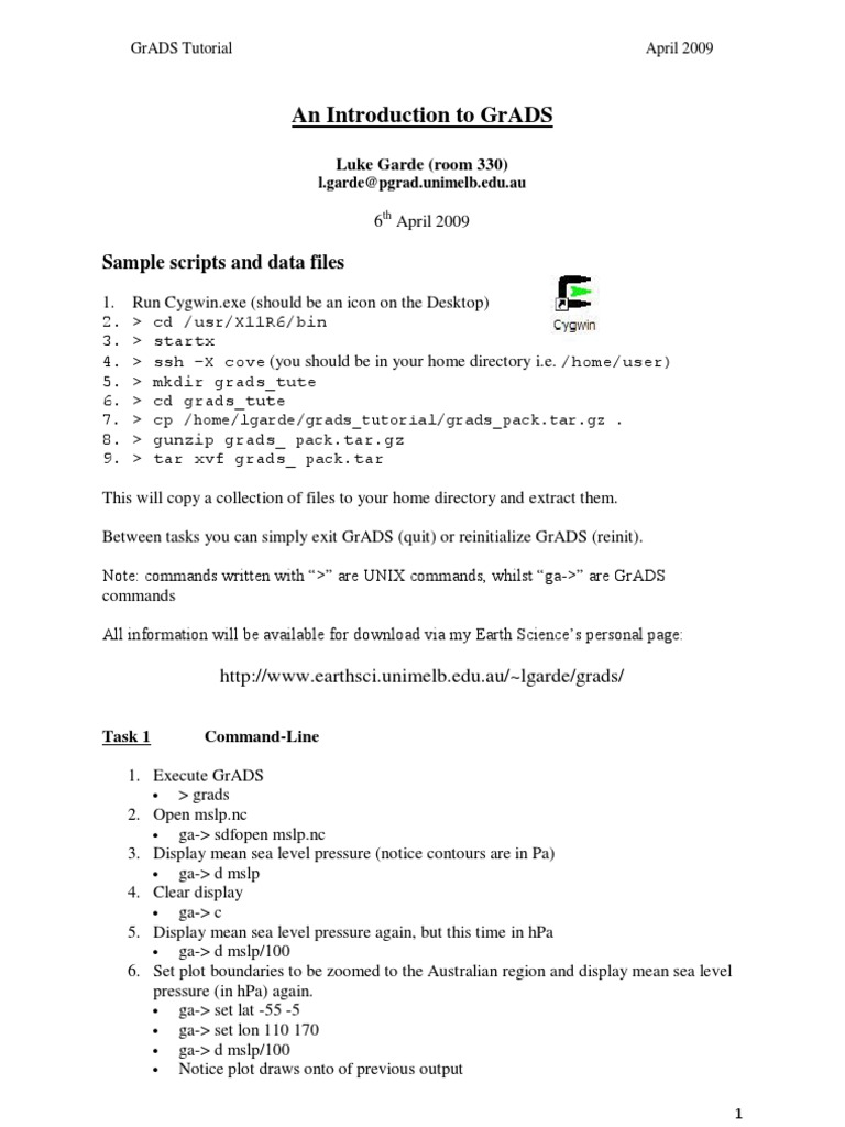 GrADS Command-Line Tutorial | PDF | Command Line Interface | Areas Of Computer Science