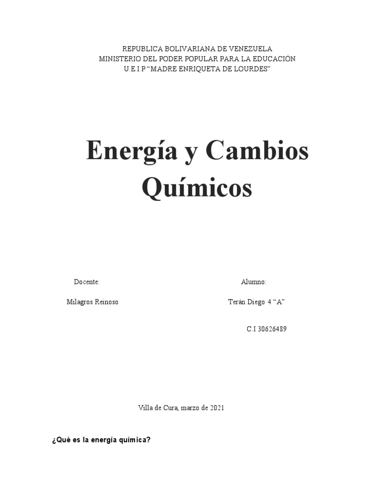 Energía y Cambios Químicos (Quimica) | PDF | Redox | Química