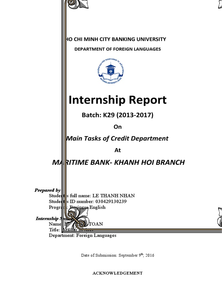 Le Thanh Nhan Internship Report Banking University | PDF