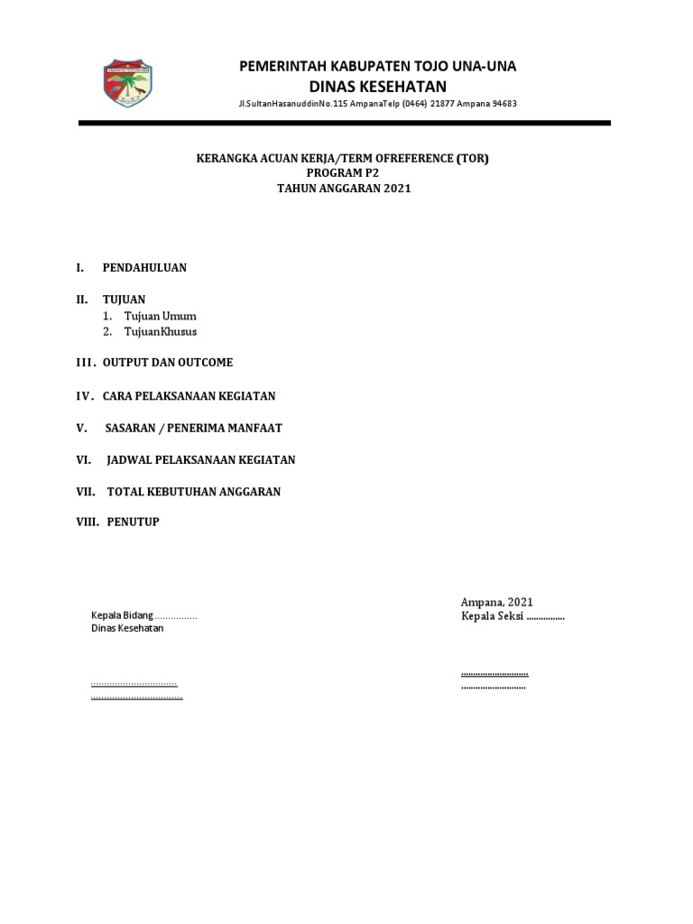 Format TOR - 2021 - Bidang | PDF