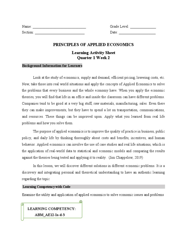 Applied Economics for Students | PDF | Economics | Learning