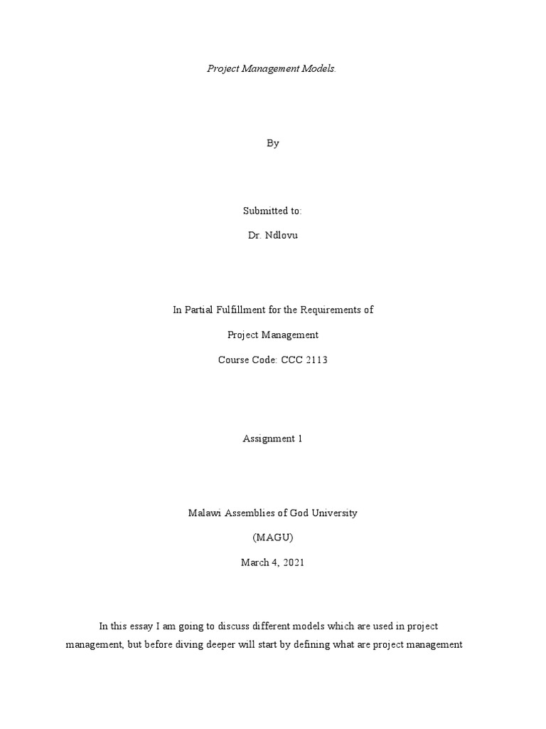 Project Management Models | PDF | Project Management | Agile Software ...