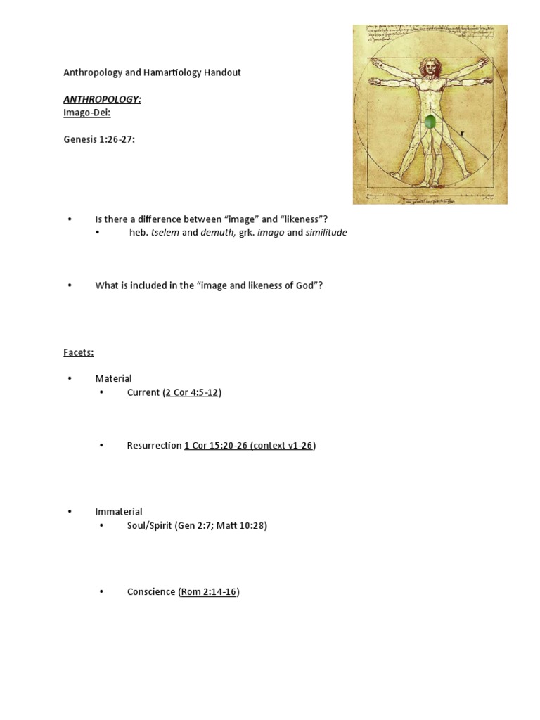 Anthropology and Hamartiology Handout | Download Free PDF | Sin | Theology