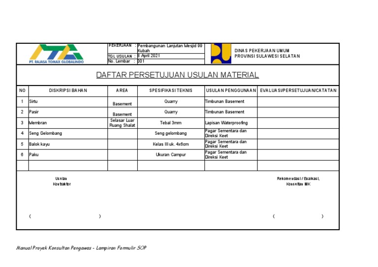 Persetujuan Material | PDF