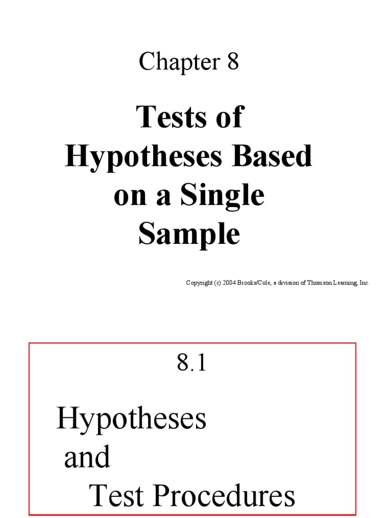 Tests Of Hypotheses Based On A Single Sample Pdf Statistical Hypothesis Testing Type I And