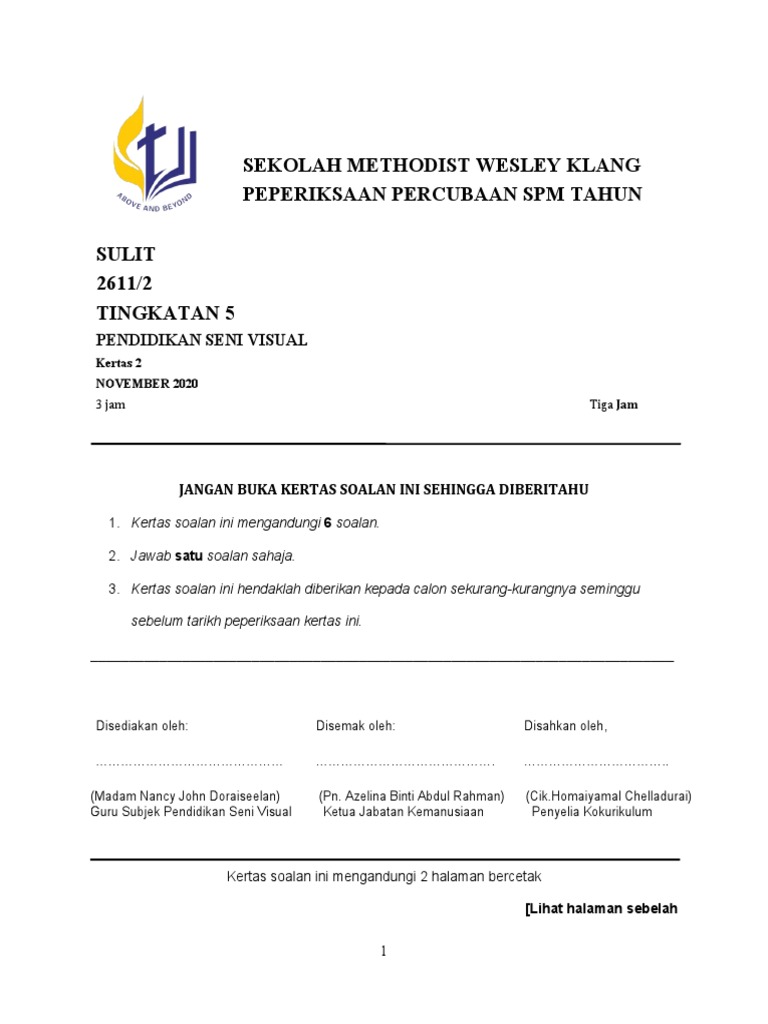 Kertas 2 PSV SPM 2020 | PDF