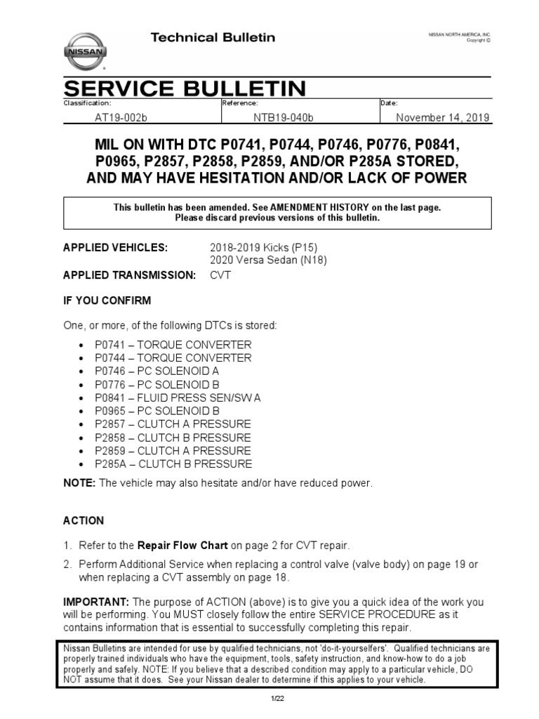 MIL ON WITH DTC P0741, P0744, P0746, P0776, P0841, P0965, P2857, P2858 ...