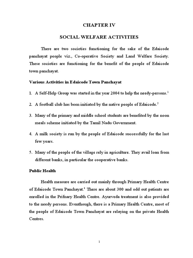 Social Welfare Activities: Various Activities in Edaicode Town ...