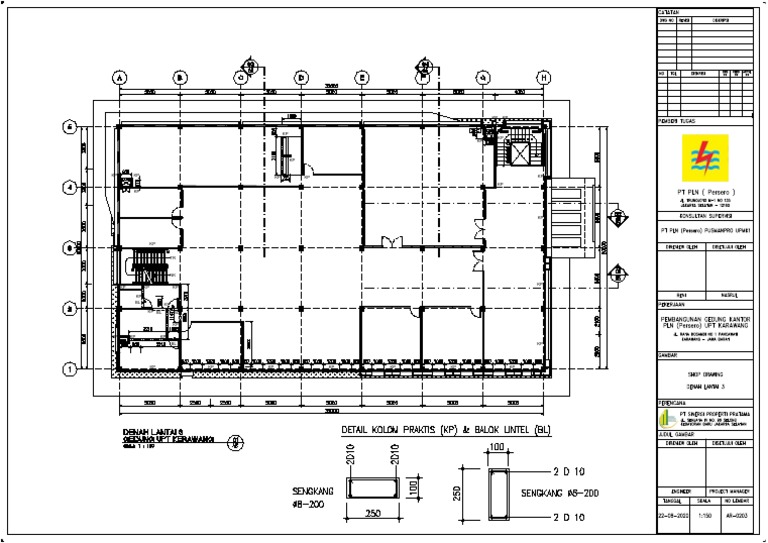 Shop Drawing Denah Kolom Praktis & Balok Lintel LT 3 | PDF