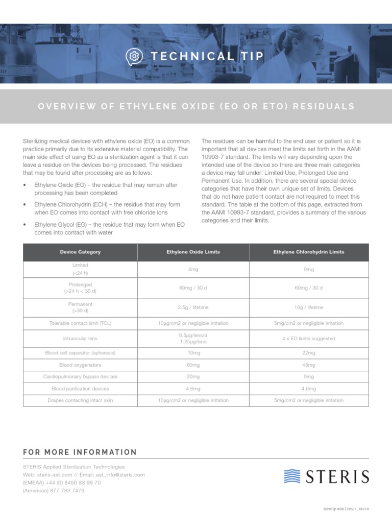 Technical Tip: Overview of Ethylene Oxide (Eo or Eto) Residuals | PDF ...