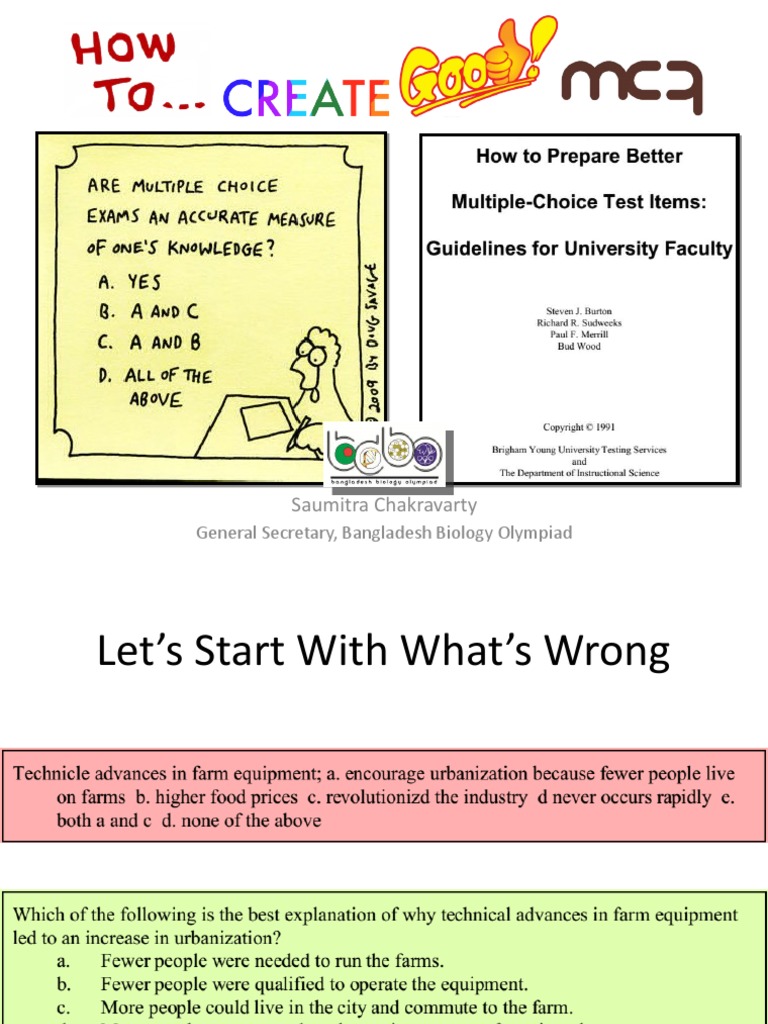 MCQ Guidelines For Paper Setting | PDF | Multiple Choice | Validity (Statistics)