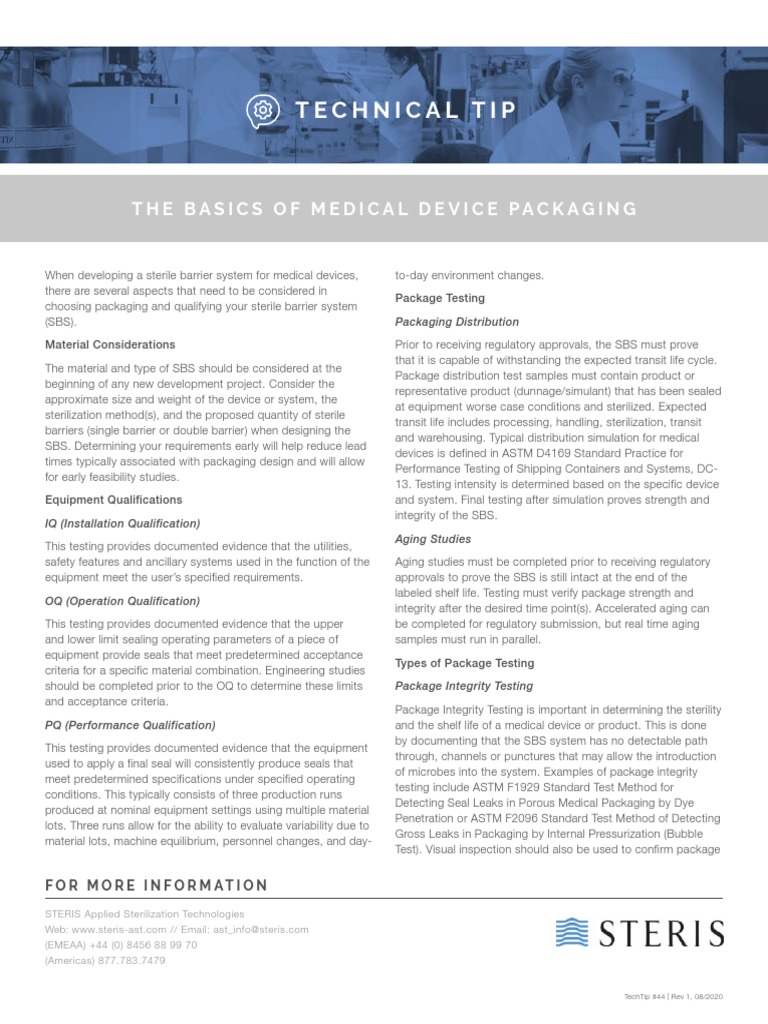 Technical Tip: The Basics of Medical Device Packaging | PDF | Packaging ...