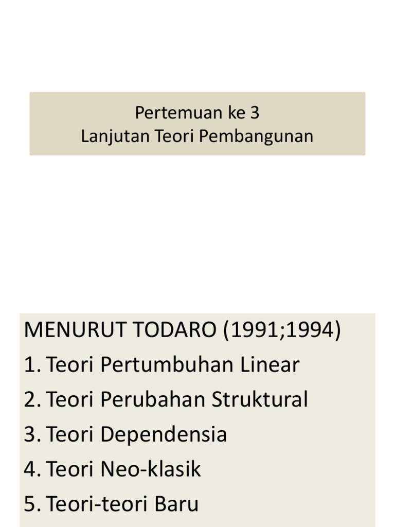 Teori Pembangunan Menurut Todaro | PDF