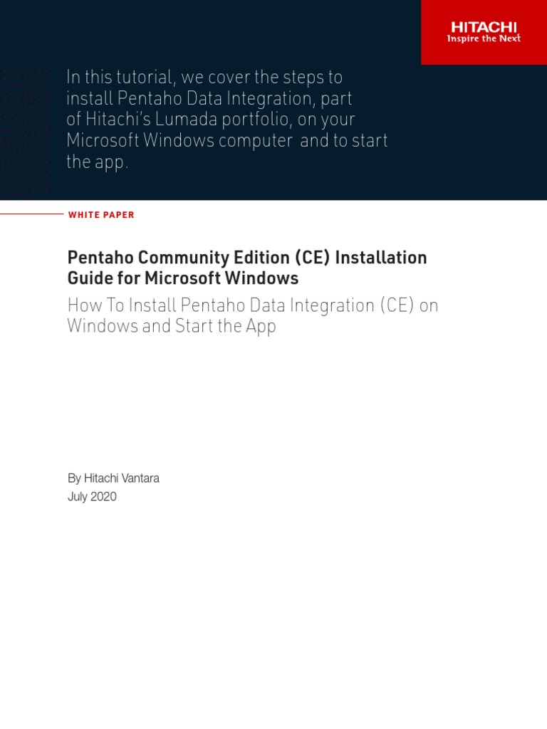 Pentaho Community Edition Installation Guide For Windows Whitepaper | PDF