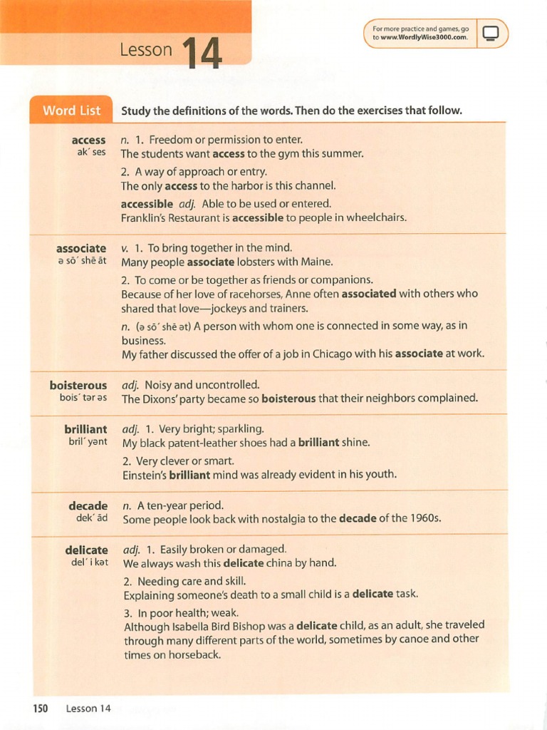 5th Grade Wordly Wise Lesson 14 | PDF