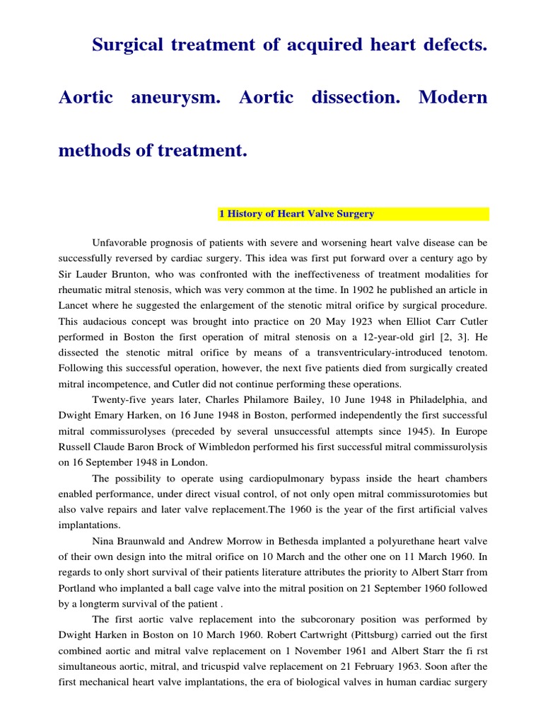 Surgical Treatment of Acquired Heart Defects | PDF | Heart Valve | Aorta