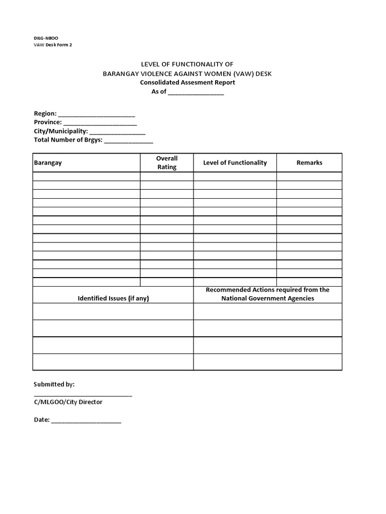 VAW Desk Form 2 | PDF | Finance & Money Management