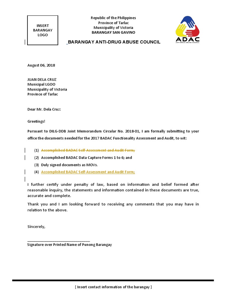 1 BADAC TEMPLATE - Cover Letter Sample | PDF