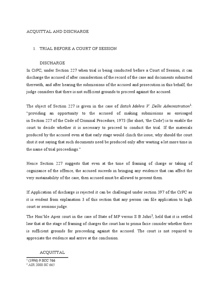Acquittal and Discharge | PDF | Acquittal | Trials
