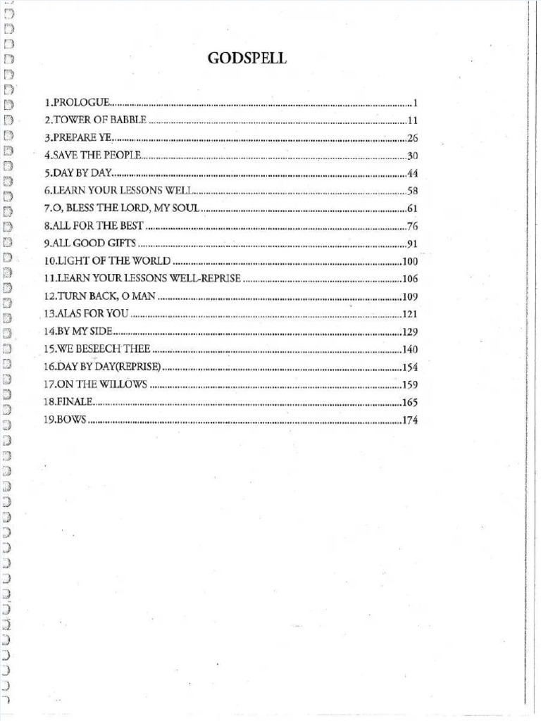 Godspell Score | PDF