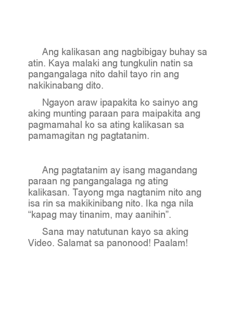 Ang Kalikasan Ang Nagbibigay Buhay Sa Atin | PDF