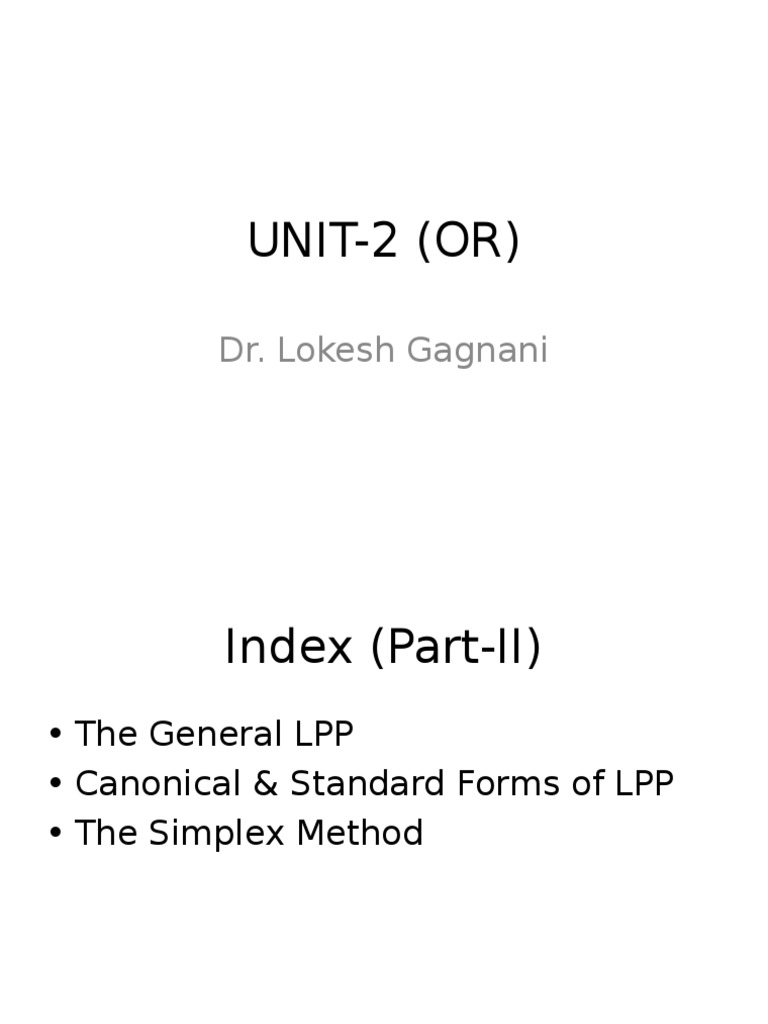 UNIT-2 (OR Simplex) | PDF | Linear Programming | Algorithms