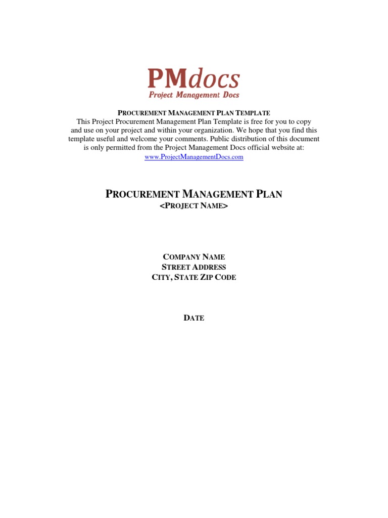 Procurement Management Plan | PDF | Procurement | Project Management