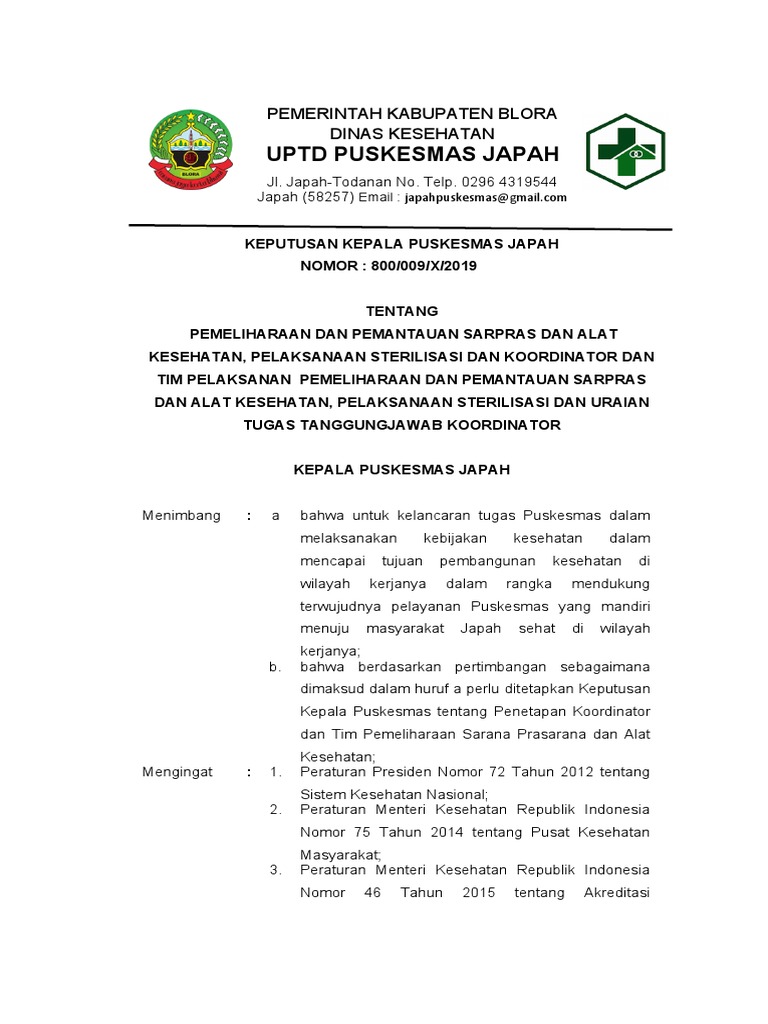 2.3.2.1 SK Koordinator Pemeliharaan Sarpras | PDF