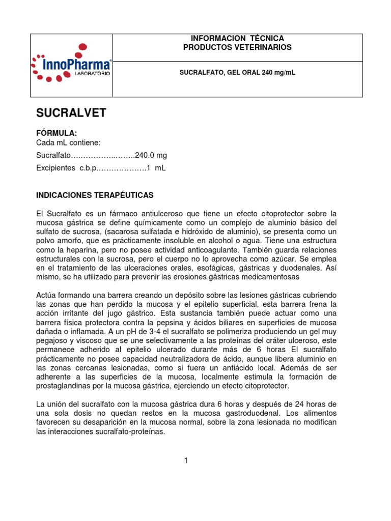 Sucralvet | PDF | Estómago | Aluminio