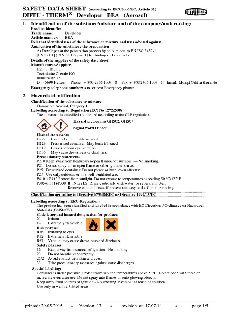 MSDS - Bea | PDF | Dangerous Goods | Combustion