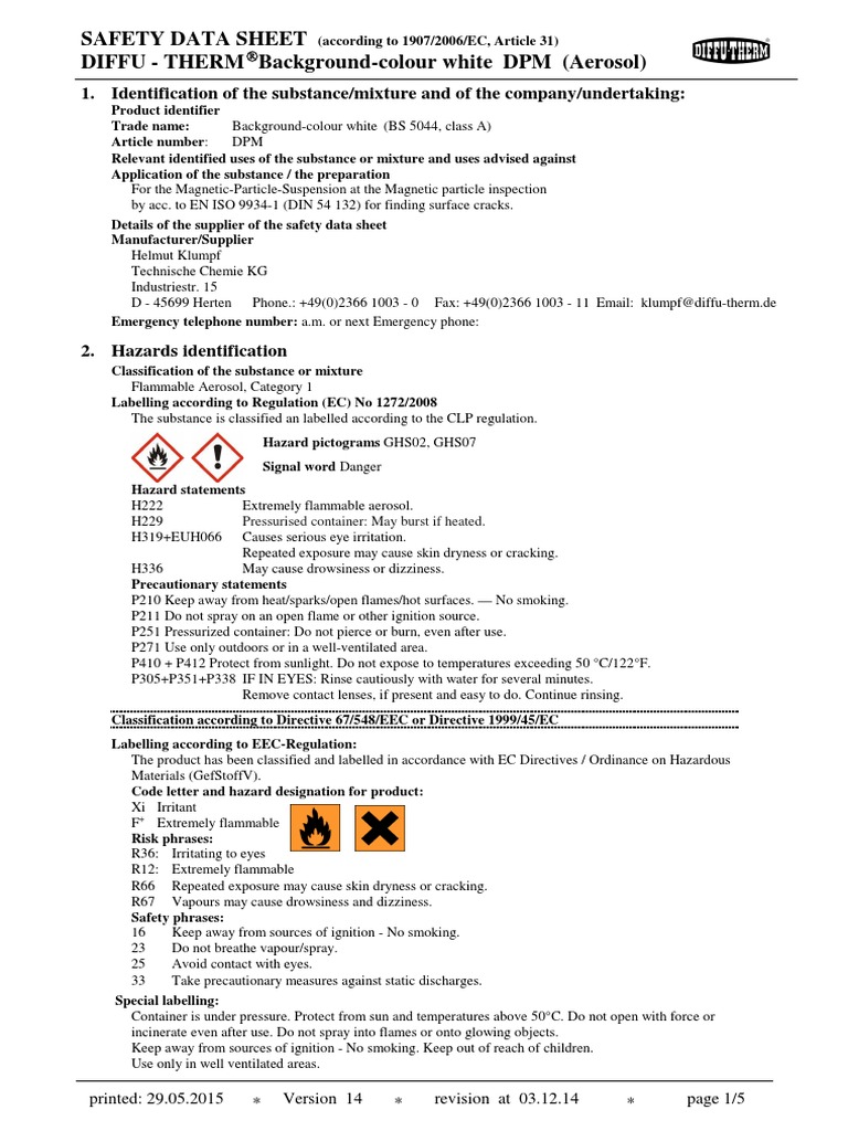 MSDS - DPM | PDF | Dangerous Goods | Toxicity