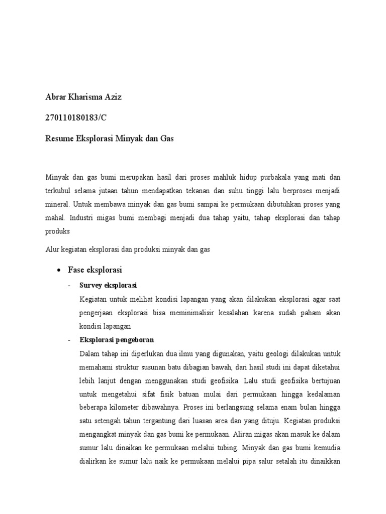 Resume 1 Eks Migas | PDF