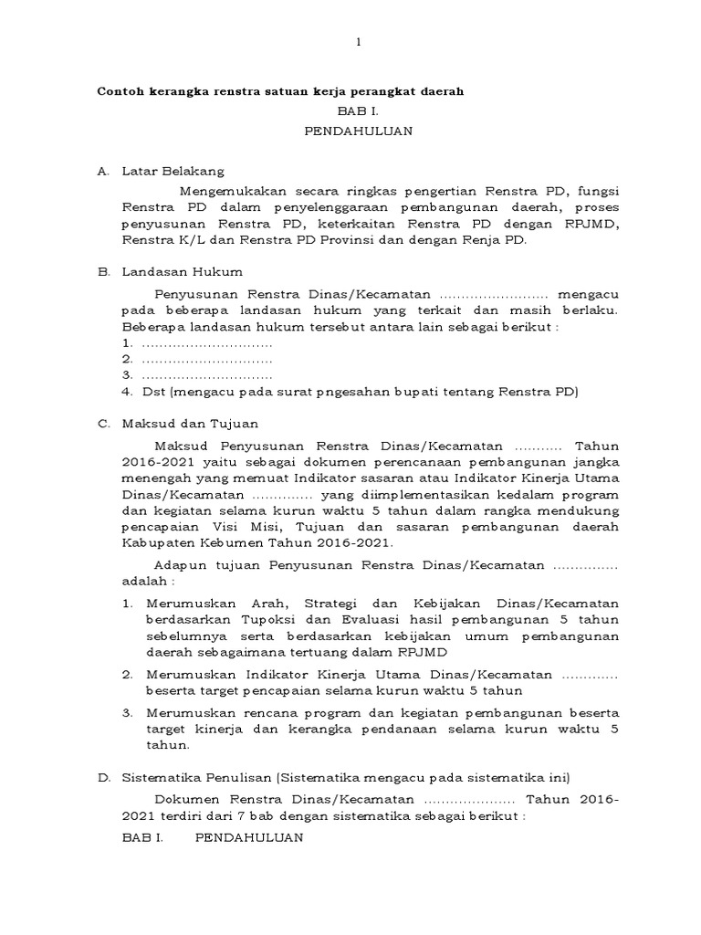 Contoh Renstra Minimalis Lengkap | PDF