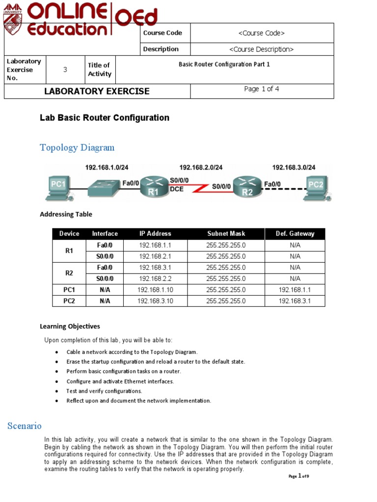 Topology Diagram: Laboratory Exercise | PDF | Network Topology ...