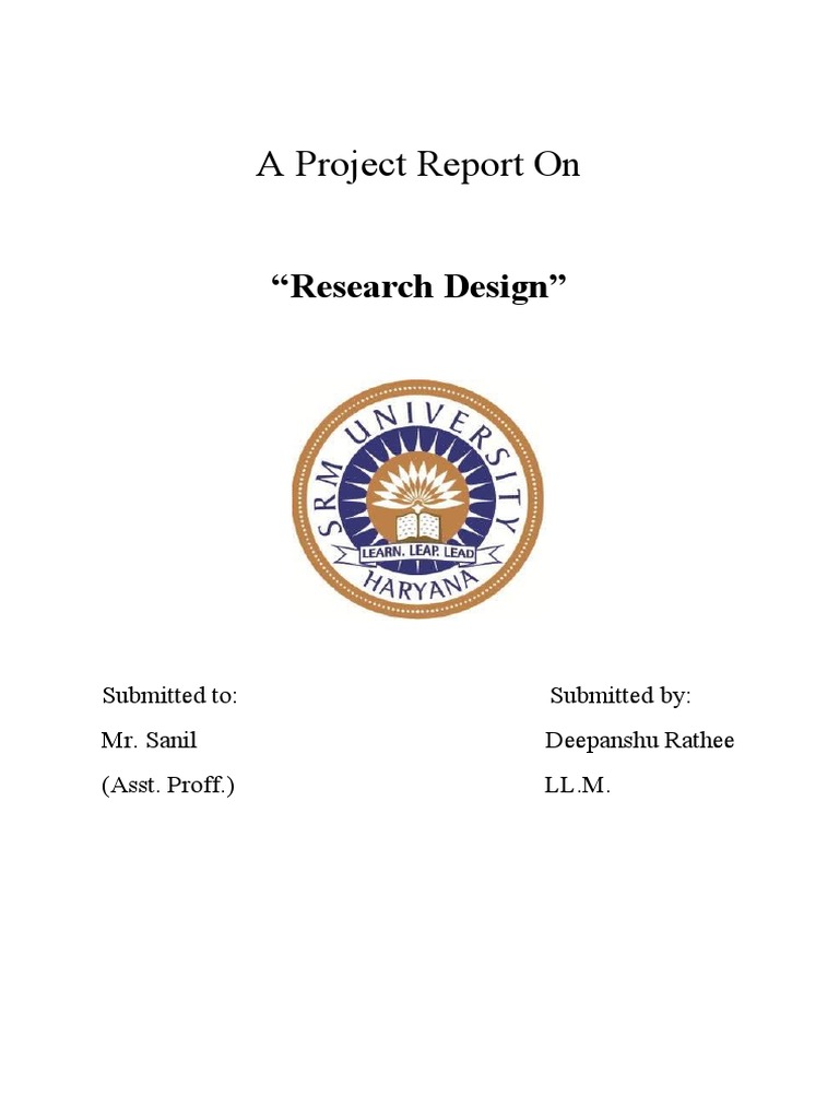 A Project Report On: "Research Design" | PDF | Research Design ...