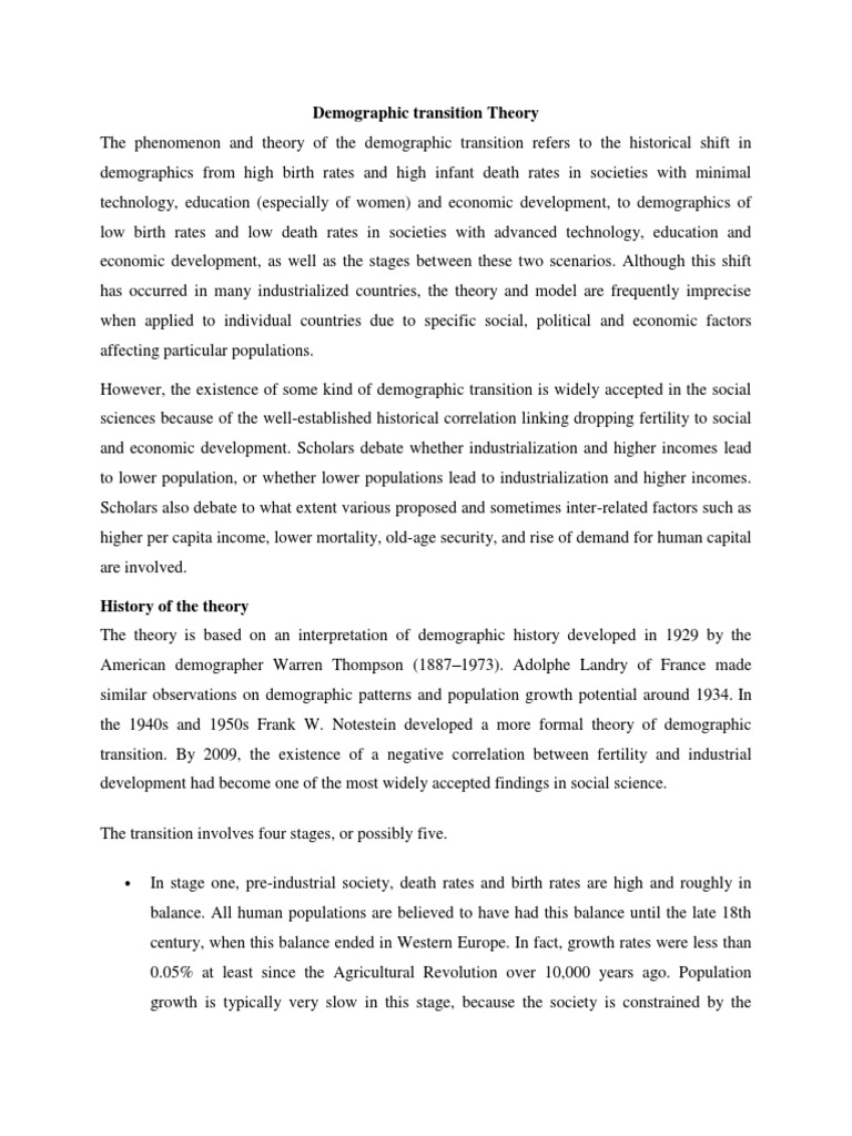 An Overview of Demographic Transition Theory and its Four Stages of ...