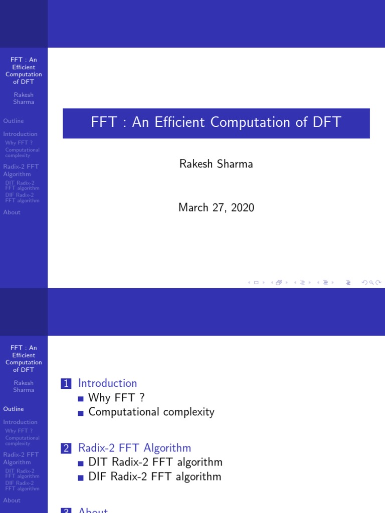 FFT: An Efficient Computation of DFT: Rakesh Sharma | PDF | Fast Fourier Transform | Discrete ...
