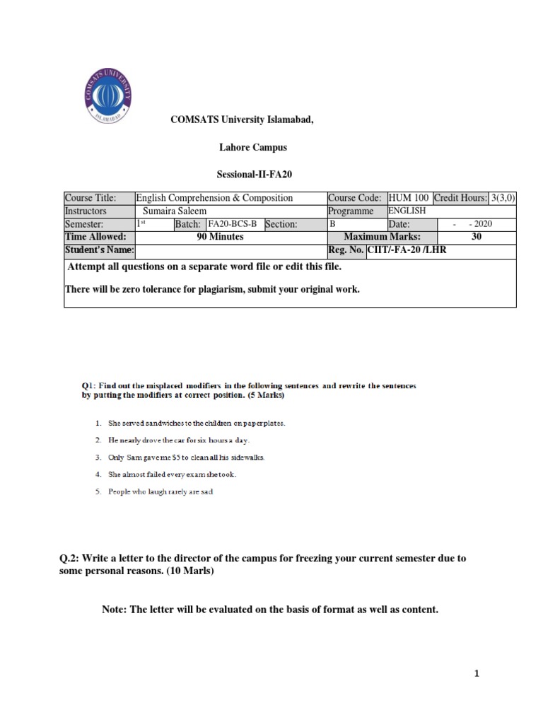 FA20-BCS-B-sessional II Paper | PDF | Career & Growth | Computers
